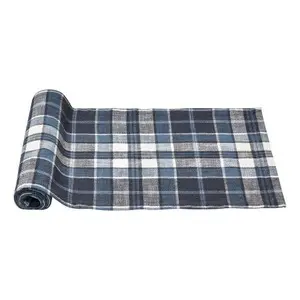 TAG Mirage Plaid Table Runner Cotton Perfect For Christmas - Blue