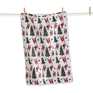 TAG Santa And Trees Christmas Cracker Dishtowel Multicolor Cotton - Multicolored