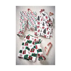 TAG Santa And Trees Christmas Cracker Dishtowel Multicolor Cotton