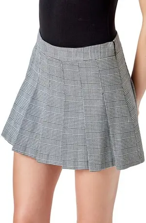 Endless Rose Glen Plaid Pleated Mini Skirt