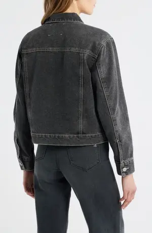 CITY BLUES Pleated Denim Jacket - Black