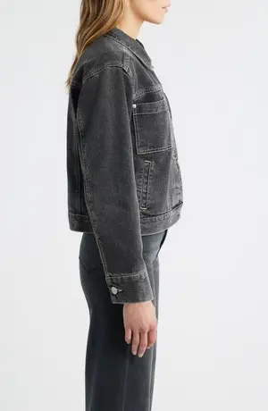 CITY BLUES Pleated Denim Jacket - Black