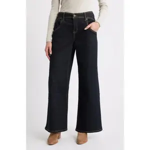 CITY BLUES Curve Yoke Wide Leg Ankle Jeans - Indigo
