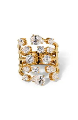 Nadri Hollywood Multi-row Cubic Zirconia Ring - Gold