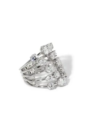 Nadri Hollywood Multi-row Cubic Zirconia Ring - Rhodium