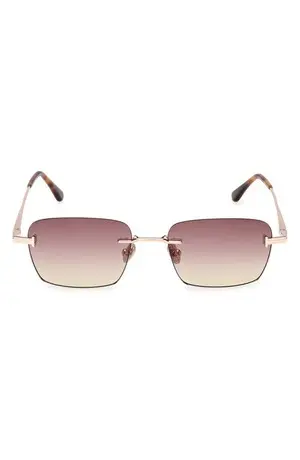 TOM FORD 54mm Gradient Rectangular Sunglasses - Rose Gold/purple/amber