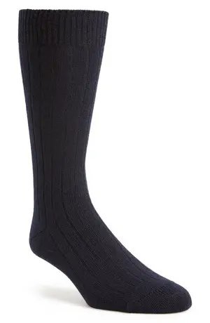Pantherella Waddington Cashmere Blend Mid Calf Socks - Navy
