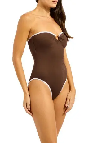 Seafolly Ring Front Strapless High-leg One-piece Swimsuit