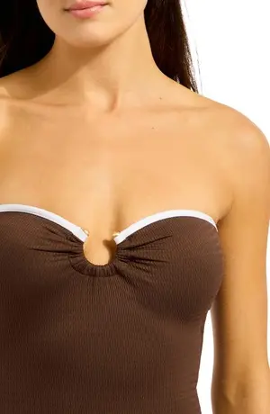 Seafolly Ring Front Strapless High-leg One-piece Swimsuit