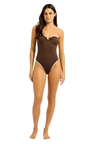 Seafolly Ring Front Strapless High-leg One-piece Swimsuit