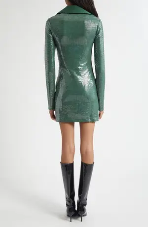 CONNER IVES Long Sleeve Sequin Jersey Minidress