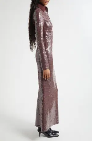 CONNER IVES Long Sleeve Sequin Jersey Dress
