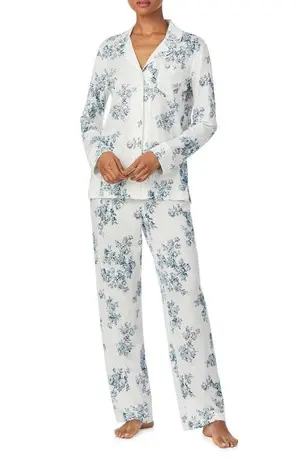 Ralph Lauren Print Cotton Blend Pajamas - Ivory Floral