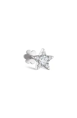 MARIA TASH Diamond Star Threaded Stud Earring - White Gold