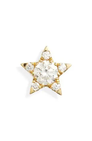 MARIA TASH Diamond Star Threaded Stud Earring - Yellow Gold