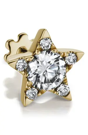 MARIA TASH Diamond Star Threaded Stud Earring - Yellow Gold