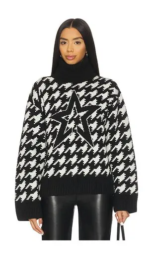 Perfect Moment Chunky Houndstooth Turtleneck Sweater - Black