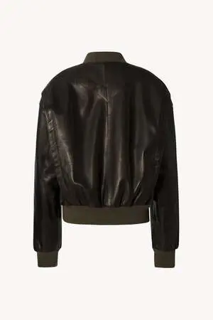 THE ROW Morisel Leather Bomber Jacket - Coffee