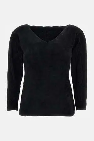 LIVTHELABEL V-neck 3/4 Sleeve Top - Nero