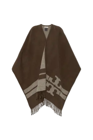 Tory Burch Poncho With Logo - Brown