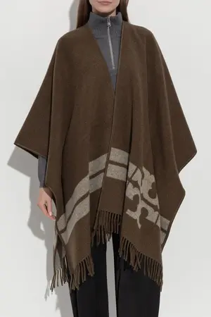 Tory Burch Poncho With Logo - Brown