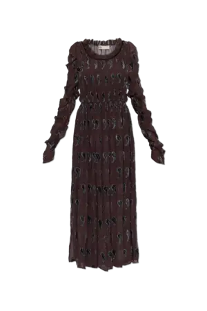 Tory Burch Velvet Paisley Pattern Dress - Brown