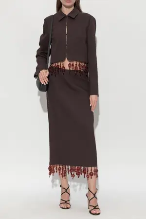 Tory Burch Decoratively Finished Hem Skirt - Brown
