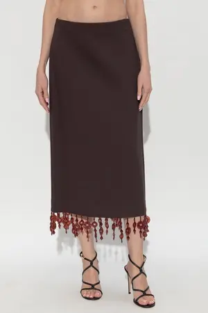 Tory Burch Decoratively Finished Hem Skirt - Brown