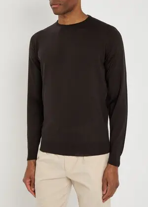 John Smedley Cherwell Merino Wool Jumper - Dark Brown