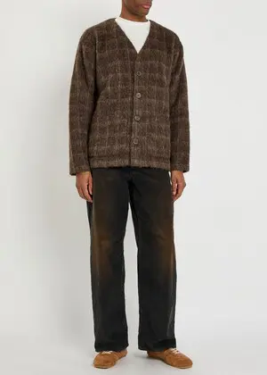 Our Legacy Checked Brushed Wool-blend Cardigan