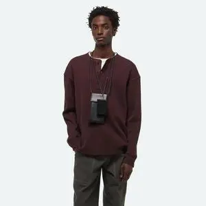 Helmut Lang Waffle Henley - Mahogany