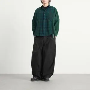 Needles 7 Cuts Over Dyed Flannel Shirt - Dark Green