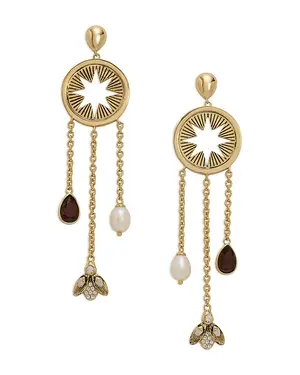 Ramy Brook Amandine Stone, Pave & Freshwater Pearl Drop Earrings - Gold