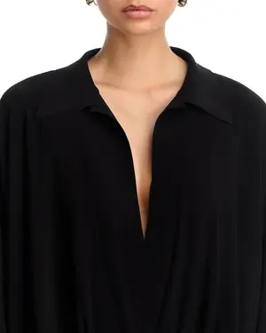 Norma Kamali Boyfriend Shirt Bodysuit - Black