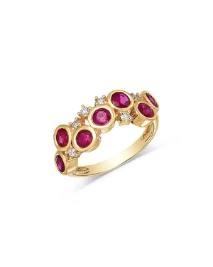 Bloomingdale'S Ruby And Diamond Bezel Ring - Gold