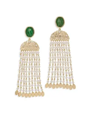 Ramy Brook Stone Charm Marcia Fringe Drop Earrings - Gold