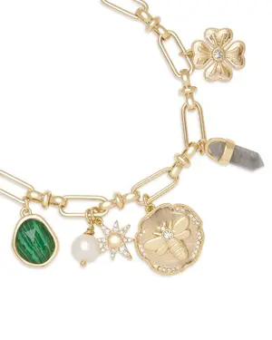 Ramy Brook Multi Stone Charm Layered Statement Necklace