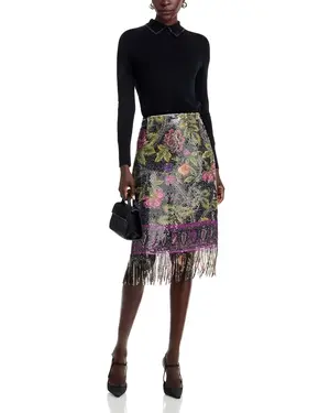 Kobi Halperin Printed Fringe Skirt