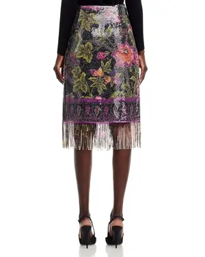 Kobi Halperin Printed Fringe Skirt
