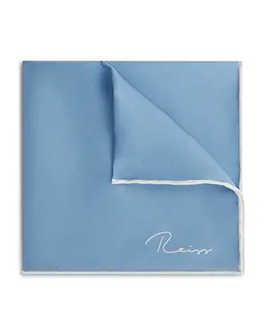 REISS Ceremony Plain Silk Pocket Square - Soft Blue