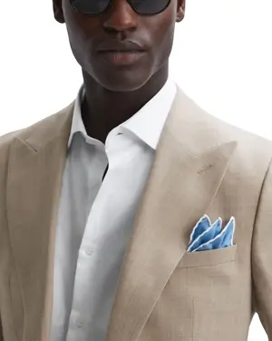 REISS Ceremony Plain Silk Pocket Square - Soft Blue