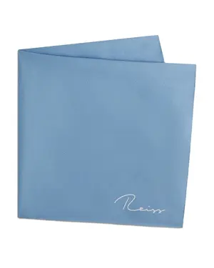 REISS Ceremony Plain Silk Pocket Square - Soft Blue