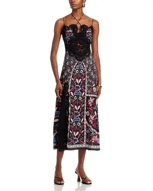 Farm Rio Marcelle Sleeveless Lace Trim Dress