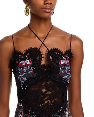 Farm Rio Marcelle Sleeveless Lace Trim Dress
