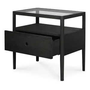 ETHNICRAFT Spindle Bedside Table - Oak Black