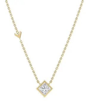 VRAI Arrow Station Necklace With 0.5ctw Princess Lab Grown Diamond - K Yellow Gold