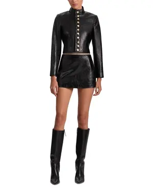 Alice + Olivia Emerson Faux Leather Jacket - Black