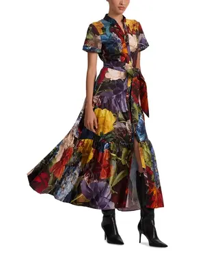 Alice + Olivia Lucy Roll Sleeve Midi Dress