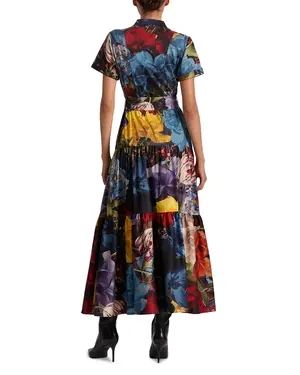 Alice + Olivia Lucy Roll Sleeve Midi Dress