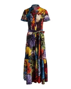 Alice + Olivia Lucy Roll Sleeve Midi Dress